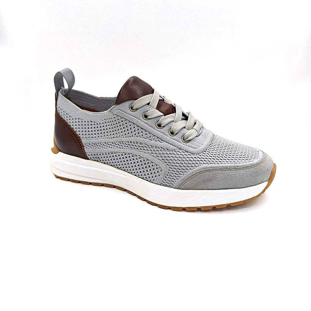 Sporty casual shoes in grey knitted breathable style